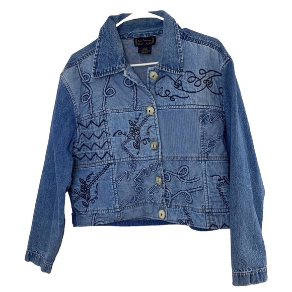 Jackets & Coats | New Direction Denim Embroidered Jean Jacket Large ...